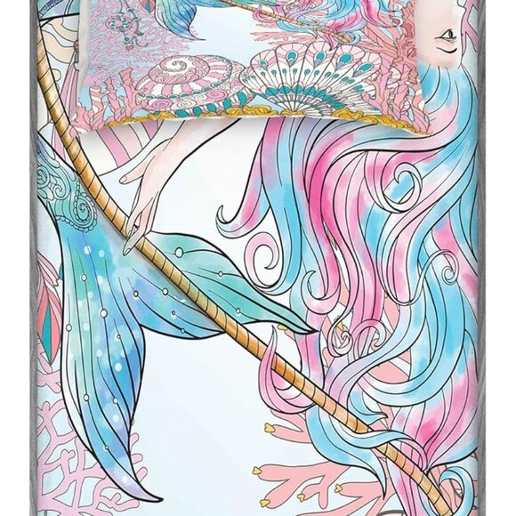 Other | Mermaid Fitted Sheet Pillow Sham Set Cartoon Woman In Sea ...